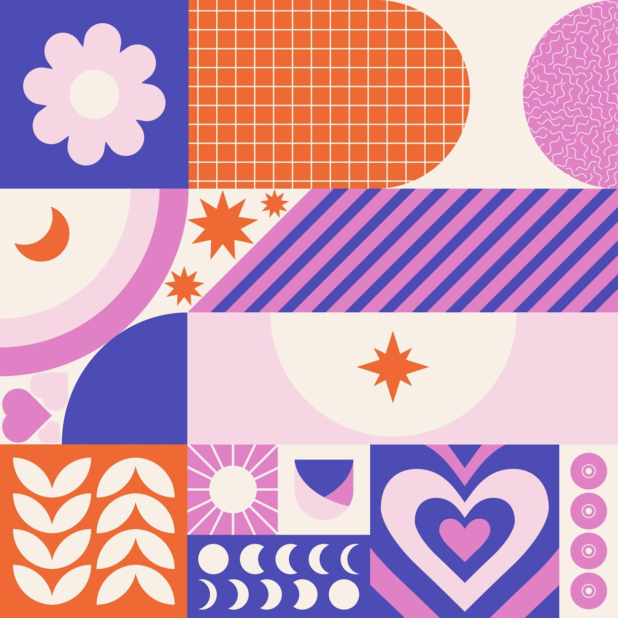 Patchwork Y2K tapety - Happywall