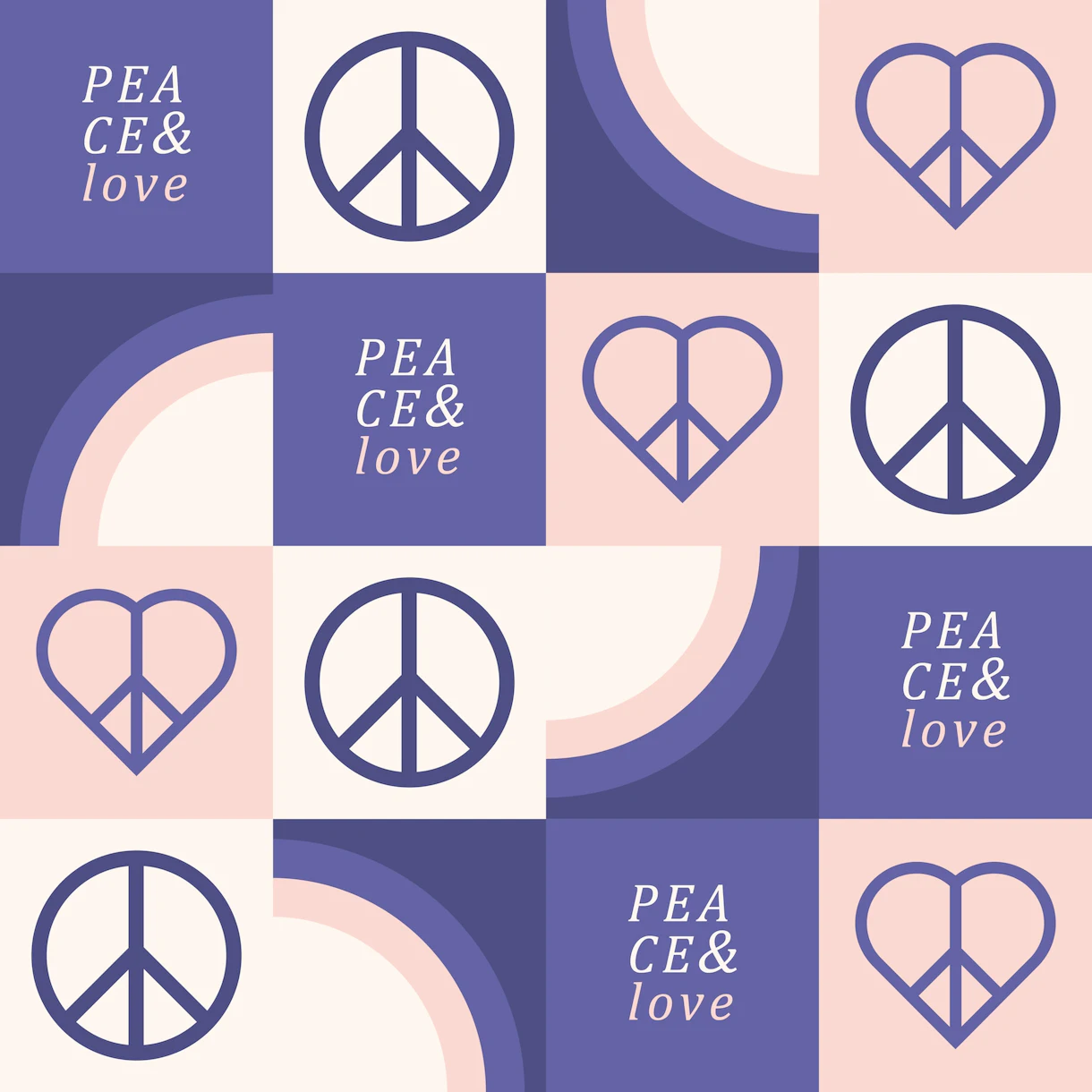 Peace and Love Pattern Wallpaper - Buy Online at Happywall