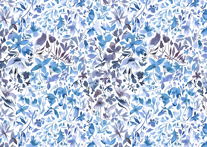 Blue Floral Botanical Wallpaper