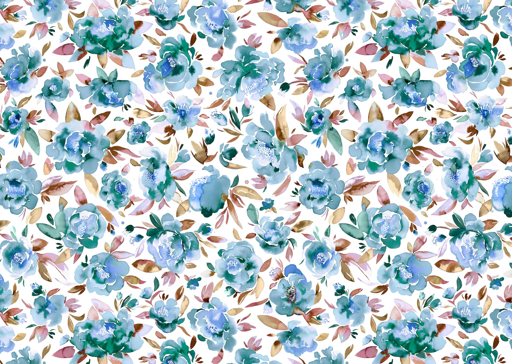 Watercolor Blue Peonies Wallpaper - Buy Online | Happywall