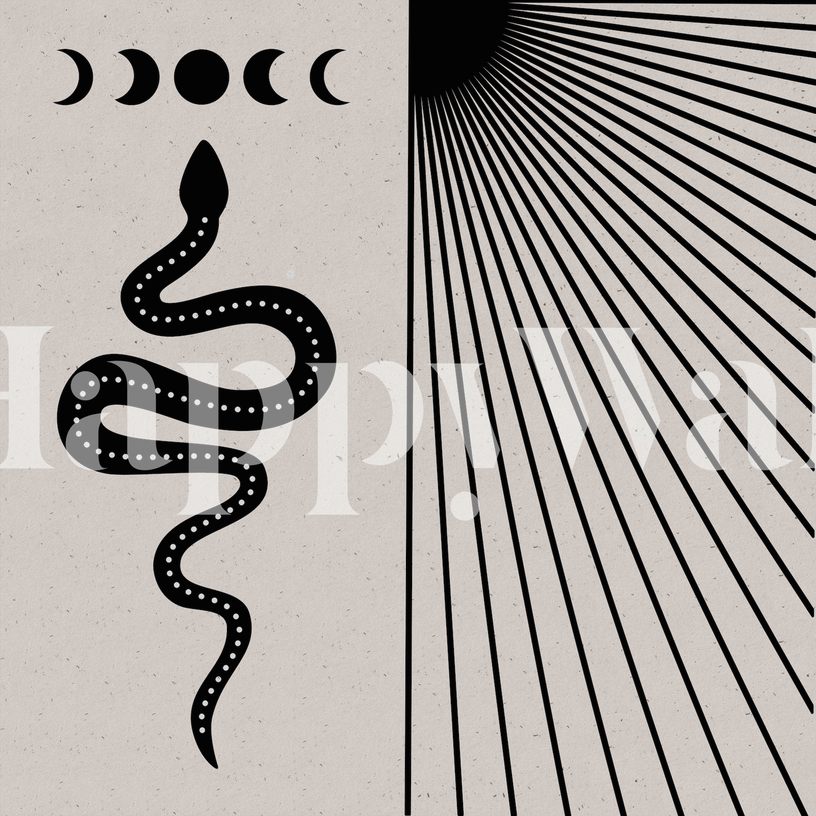 Black and White Snake and Sun Wallpaper