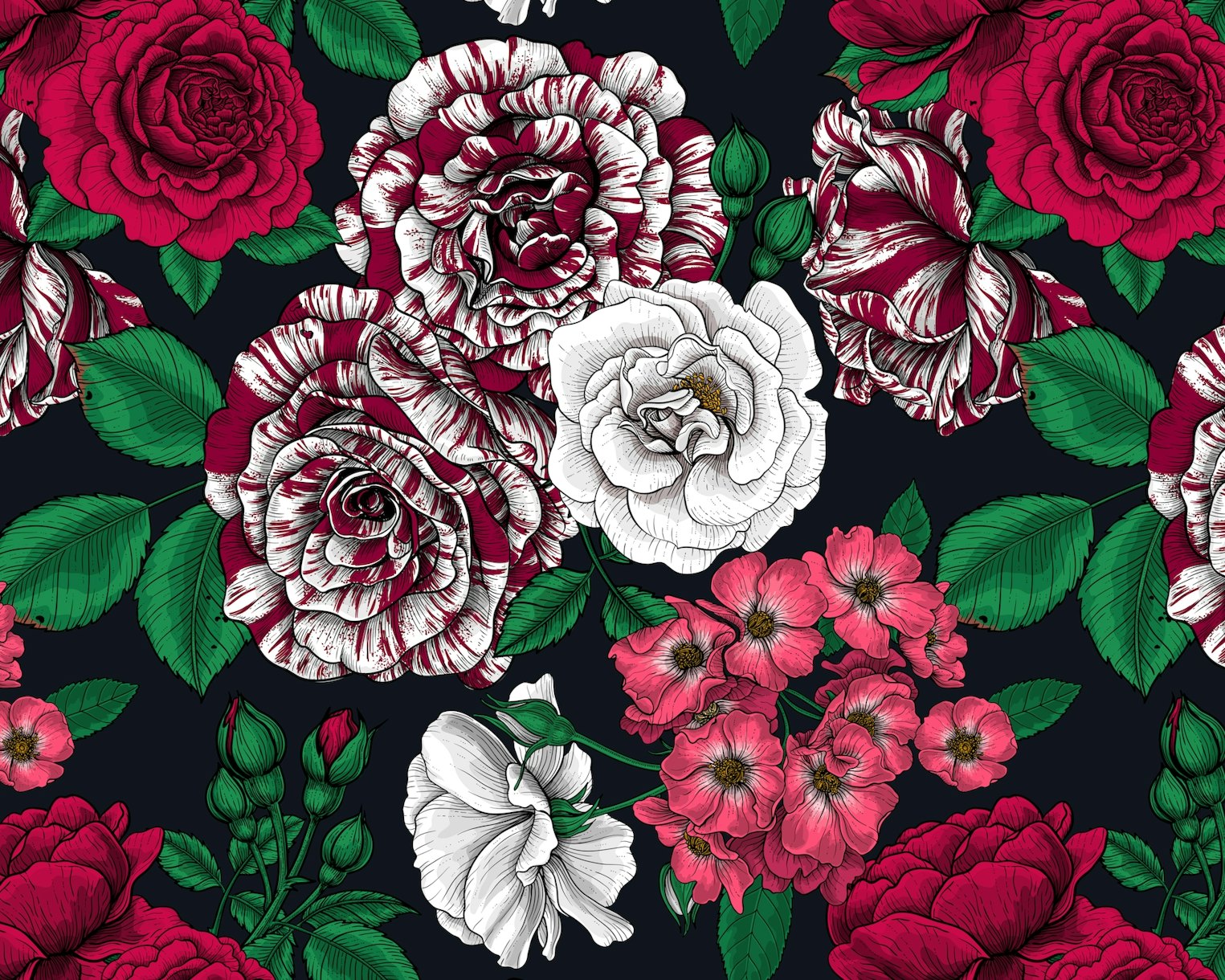 Roses mix wallpaper - Happywall