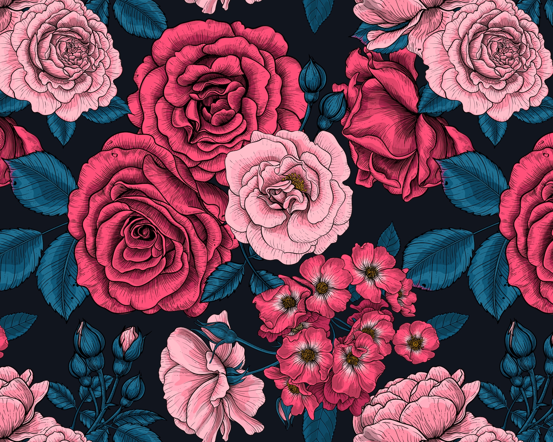 Roses Mix 2 Wallpaper - Beautiful Floral Wallpapers | Happywall
