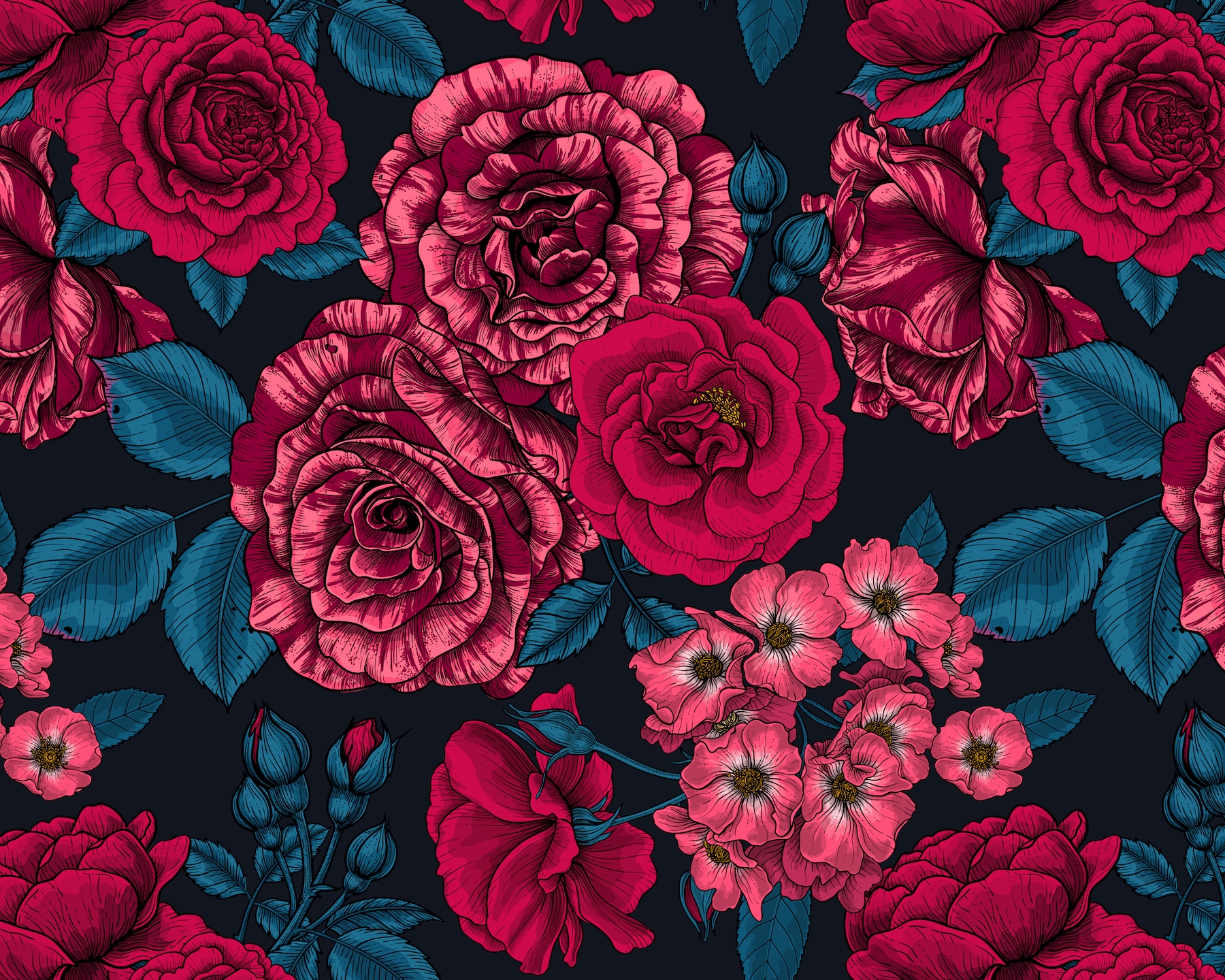 Roses Mix 3 Wallpaper - Stunning Floral Wallpaper | Happywall