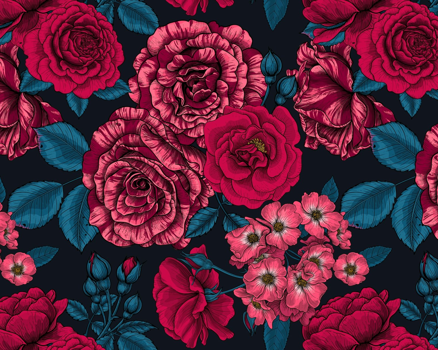 Roses Mix 3 Wallpaper - Stunning Floral Wallpaper | Happywall