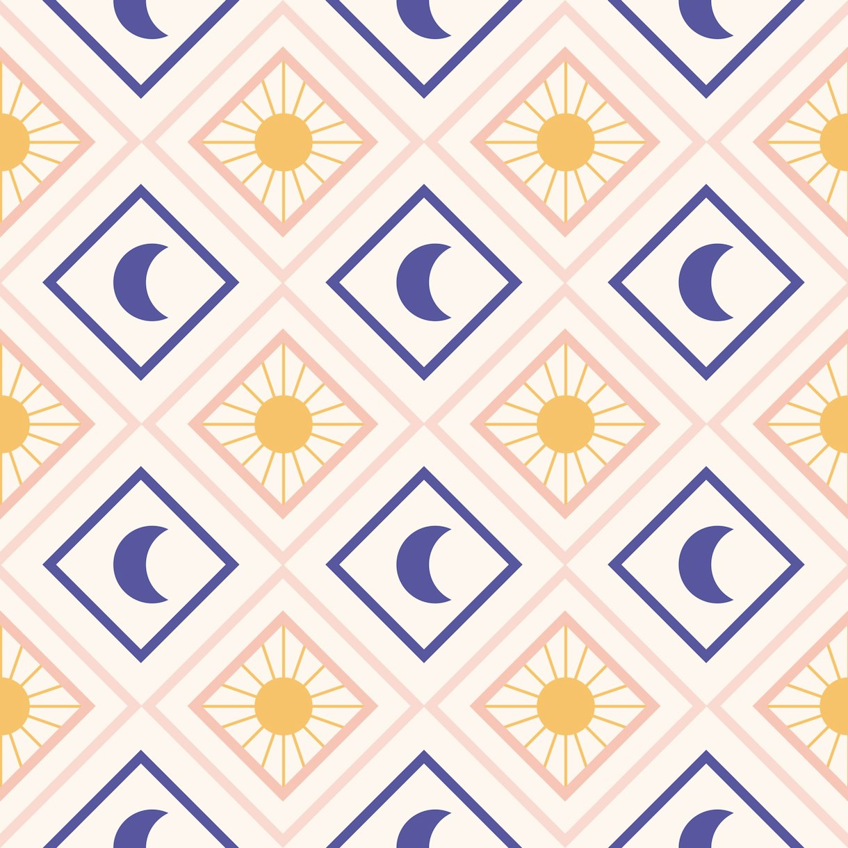 Sun and Moon Tiles Wallpaper - Buy Online at Happywall