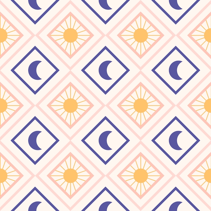 Sun and Moon Tiles Wallpaper - Buy Online at Happywall