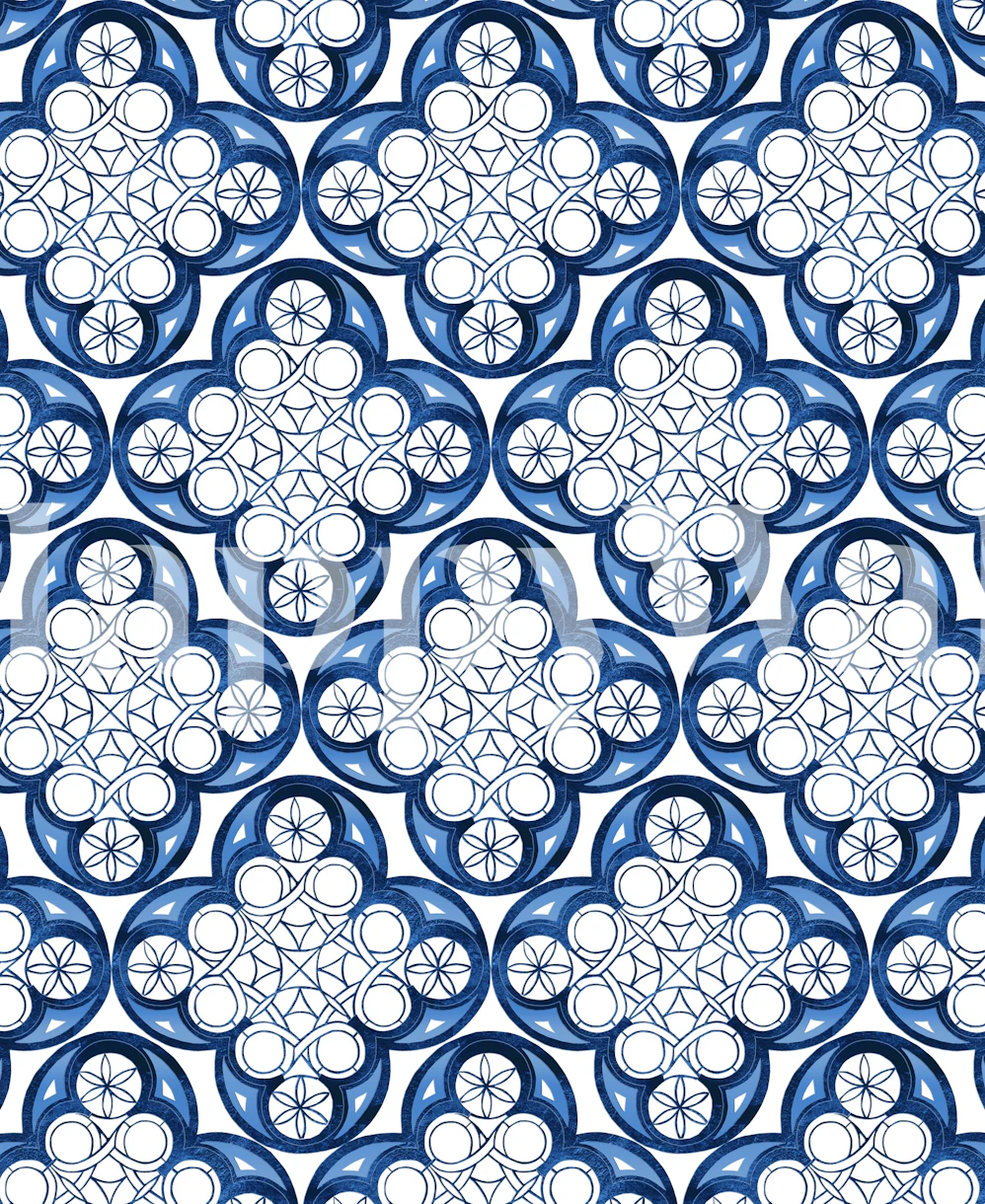Indigo Blue Moroccan Tile 2 wallpaper - Happywall