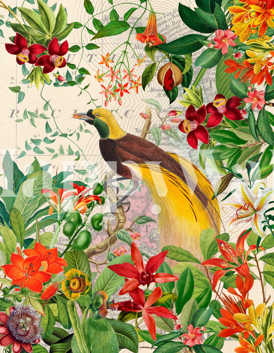 Exotic Bird Flower Jungle Wallpaper - Buy Online | Happywall.com