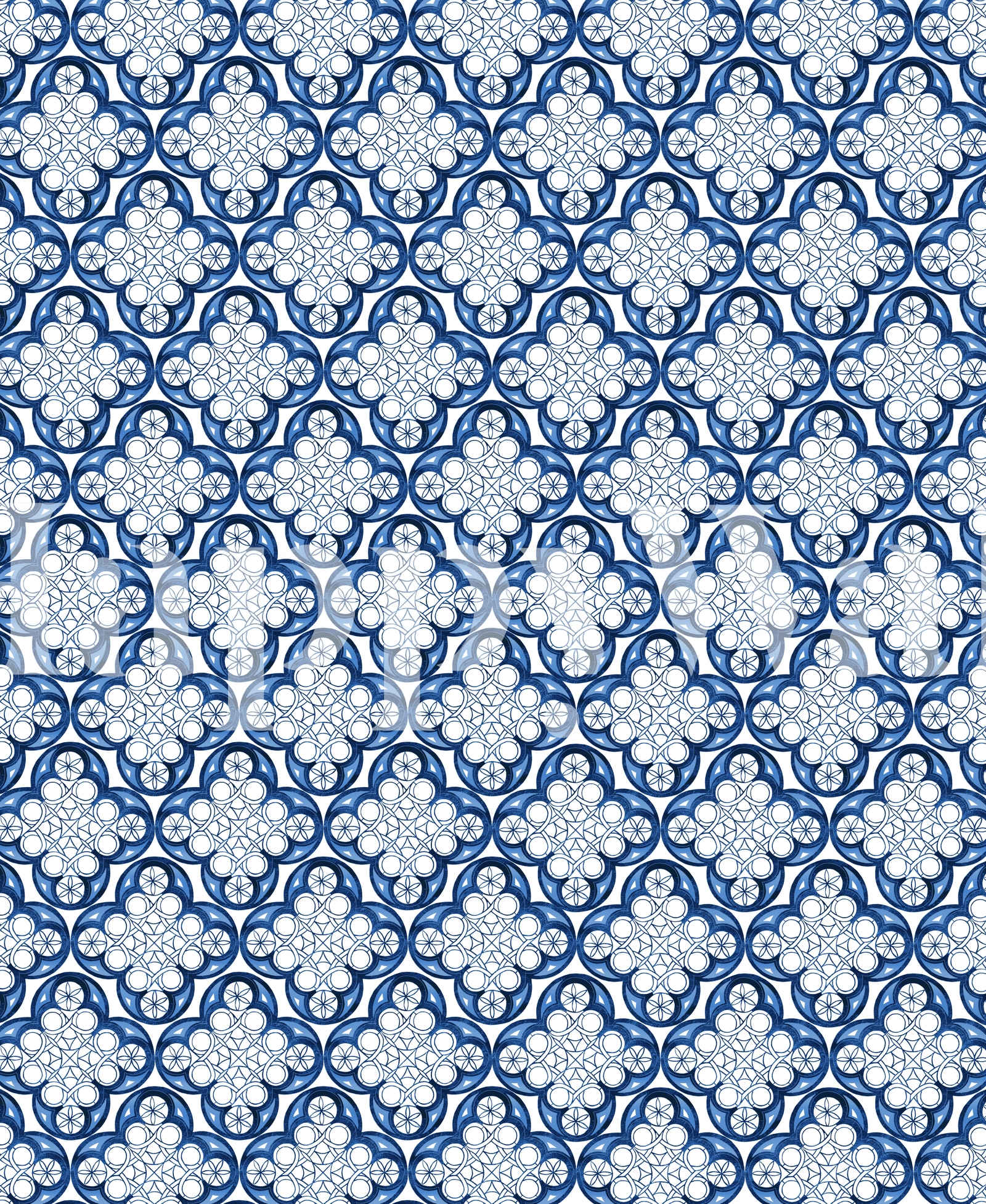 Indigo Blue Moroccan Tile 3 Wallpaper - Buy Online | Happywall