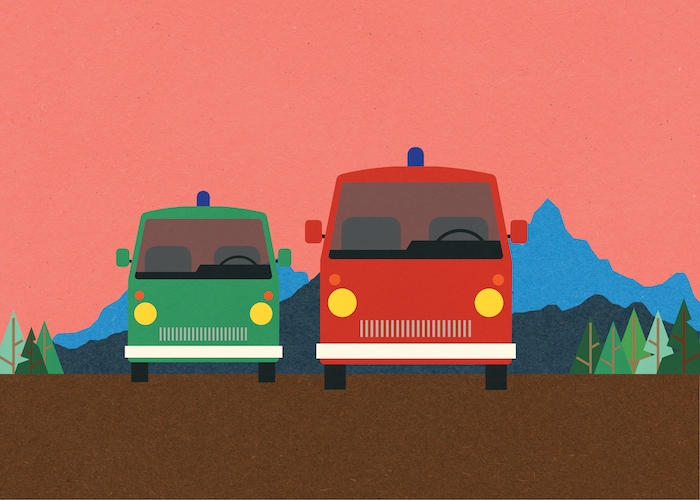 Kids Fire Engine and Police Vehicle Wallpaper