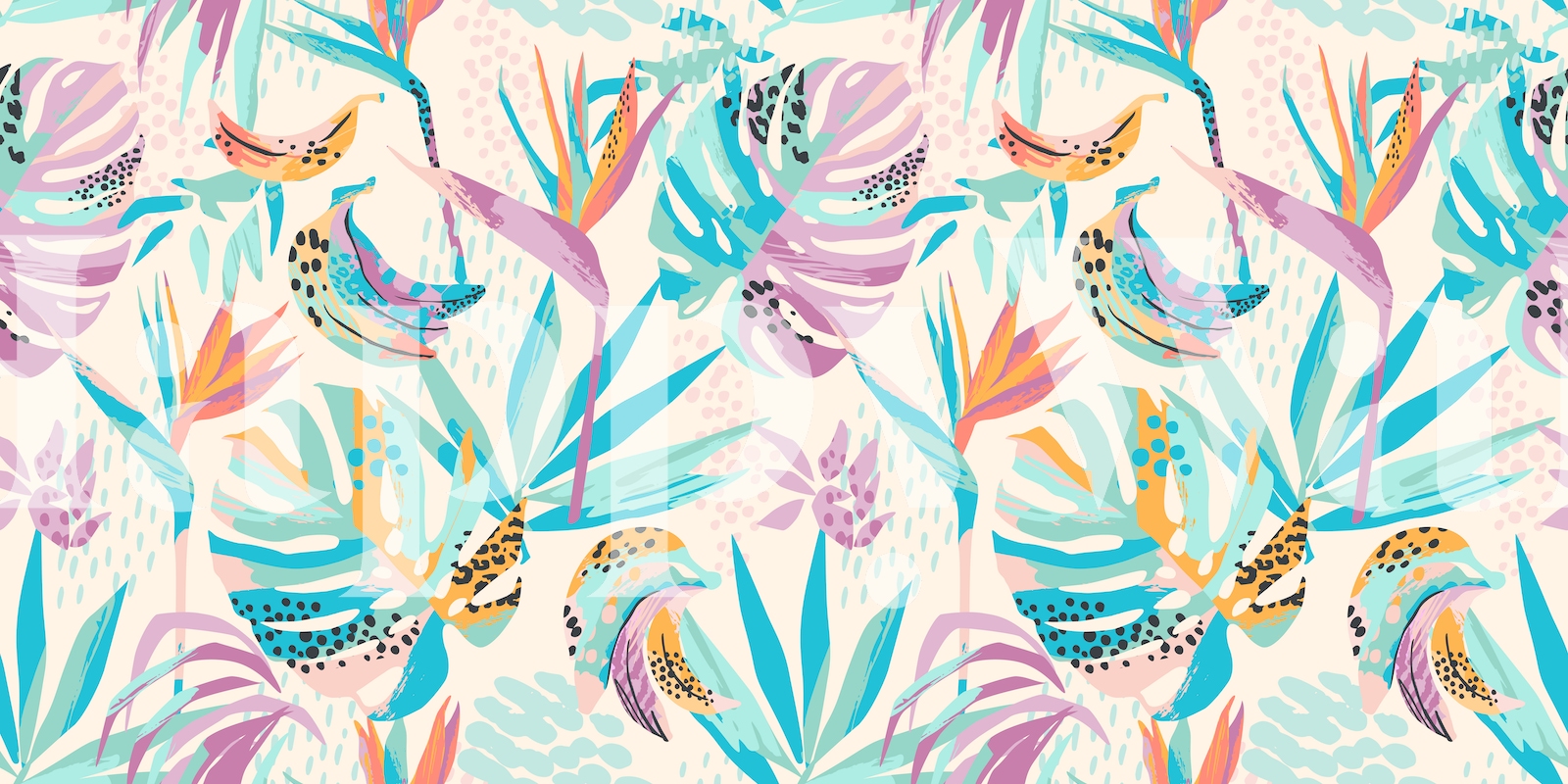 Colorful Tropical Floral Wallpaper