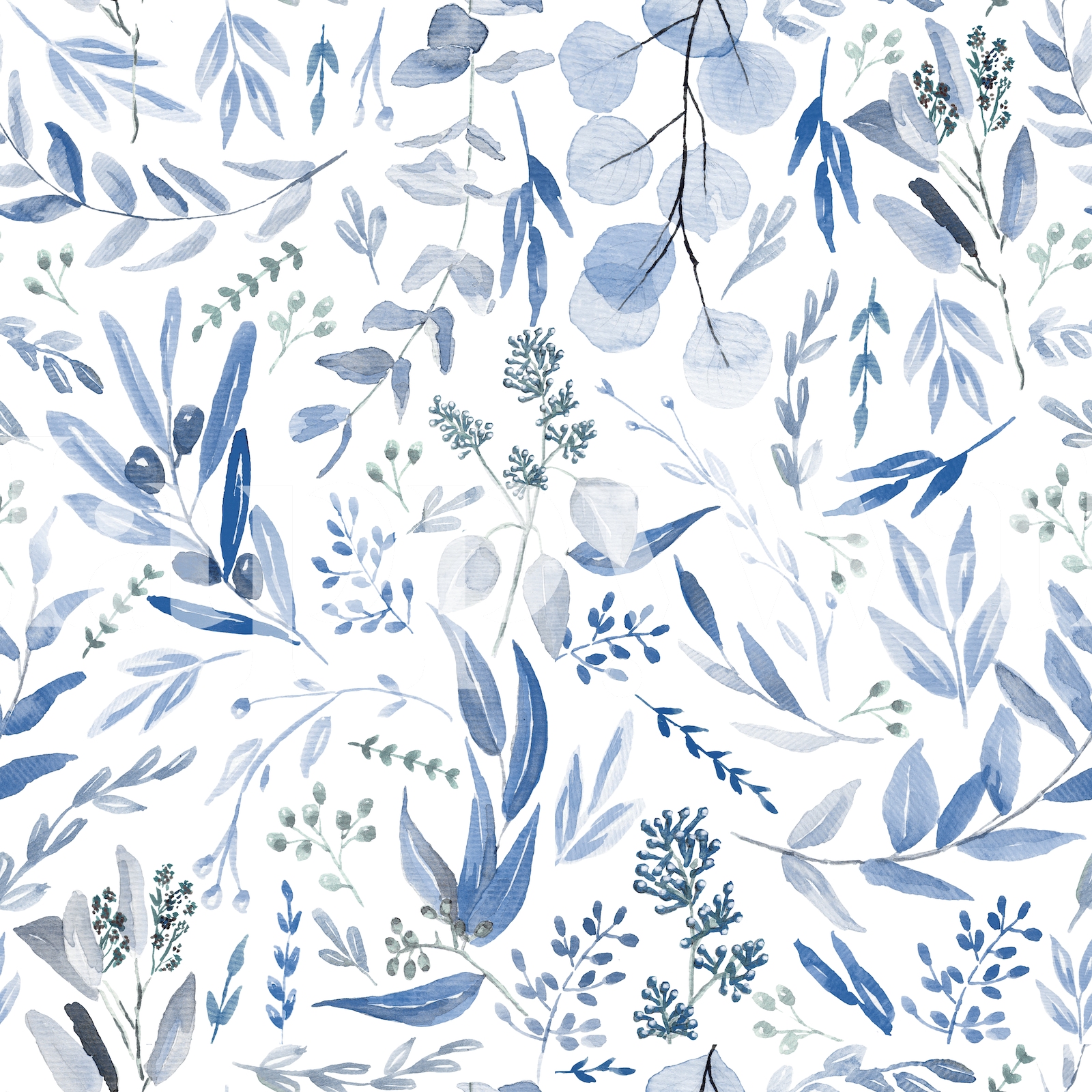 Blue Floral Watercolor Wallpaper