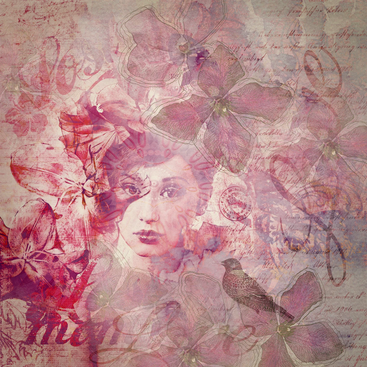 Mystic Lady With Bird wallpaper - Happywall