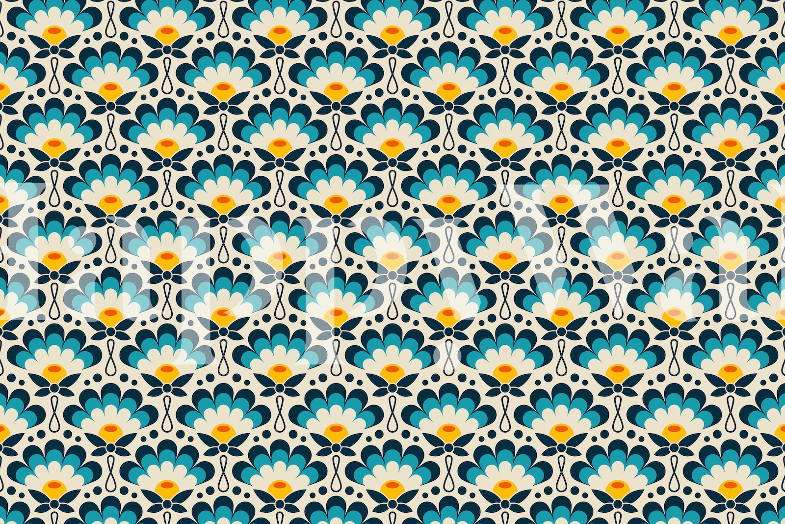 Buy Blue Flowers Wallpaper Online - Happywall