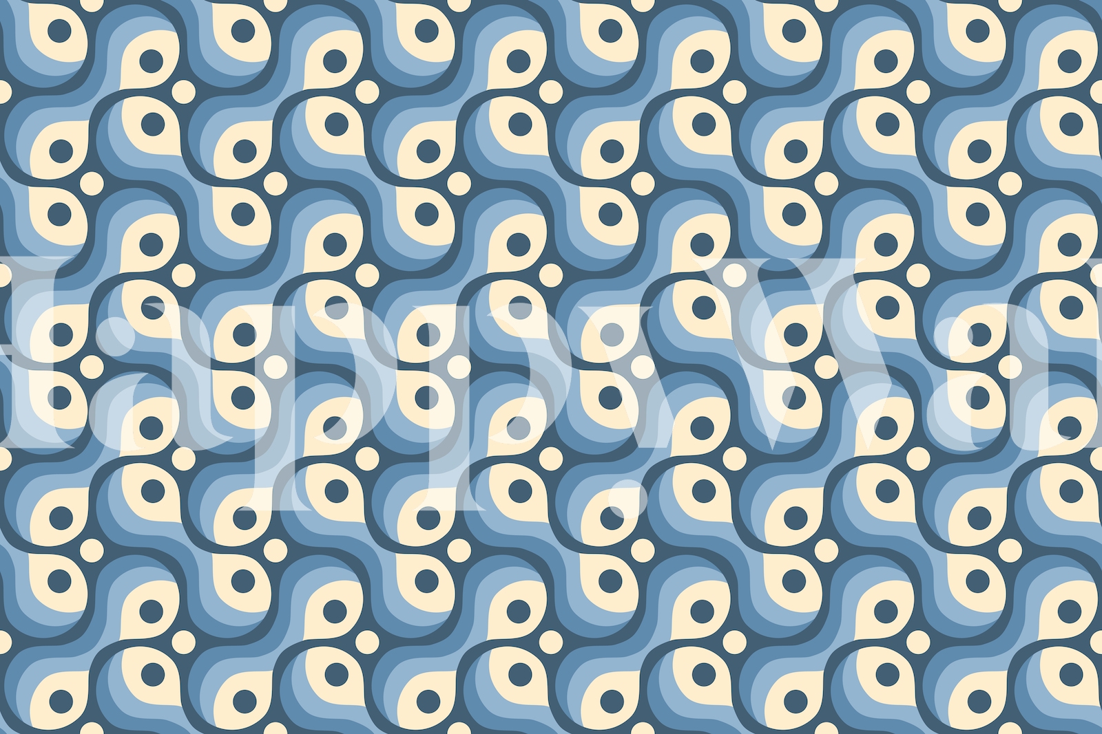 Blue Retro Pattern Wallpaper - Buy Online at Happywall
