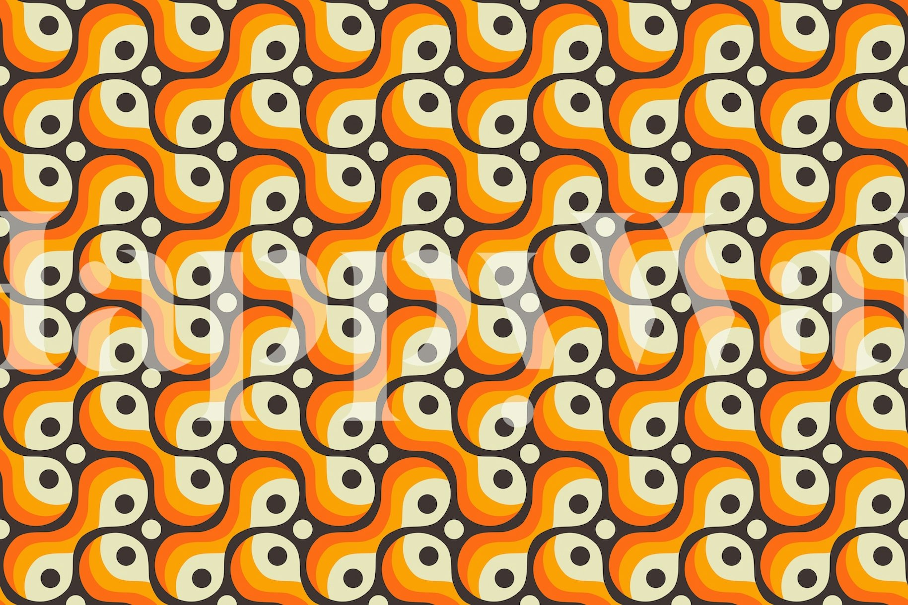 2202 Orange retro pattern wallpaper - Happywall