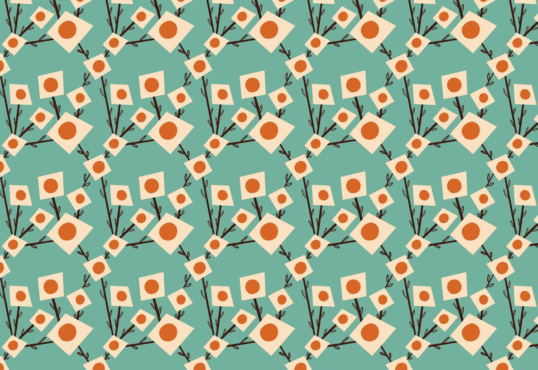 Blue Square Flower Bouquet Wallpaper | Happywall