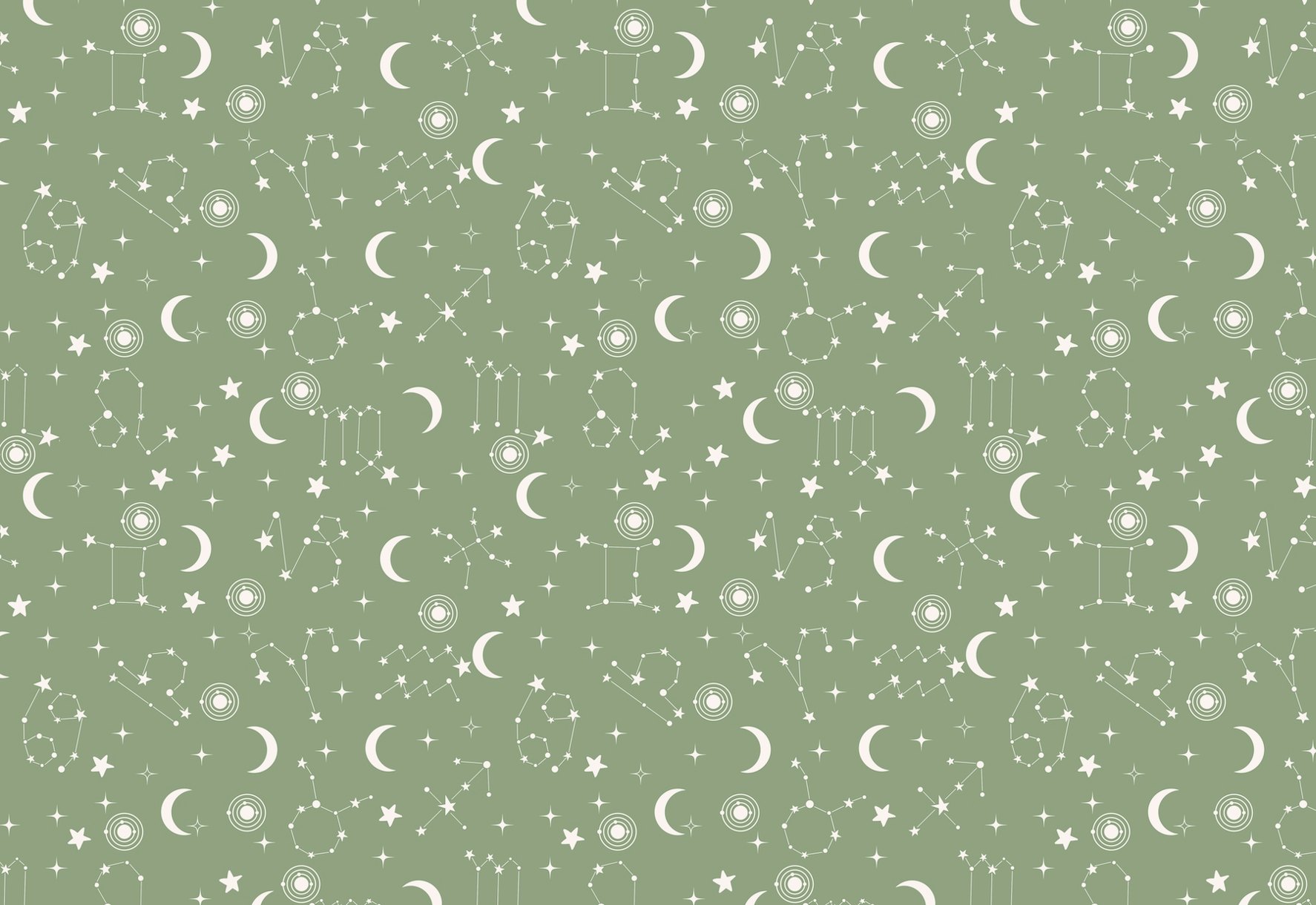 Stars and Constellations Green Wallpaper | Happywall