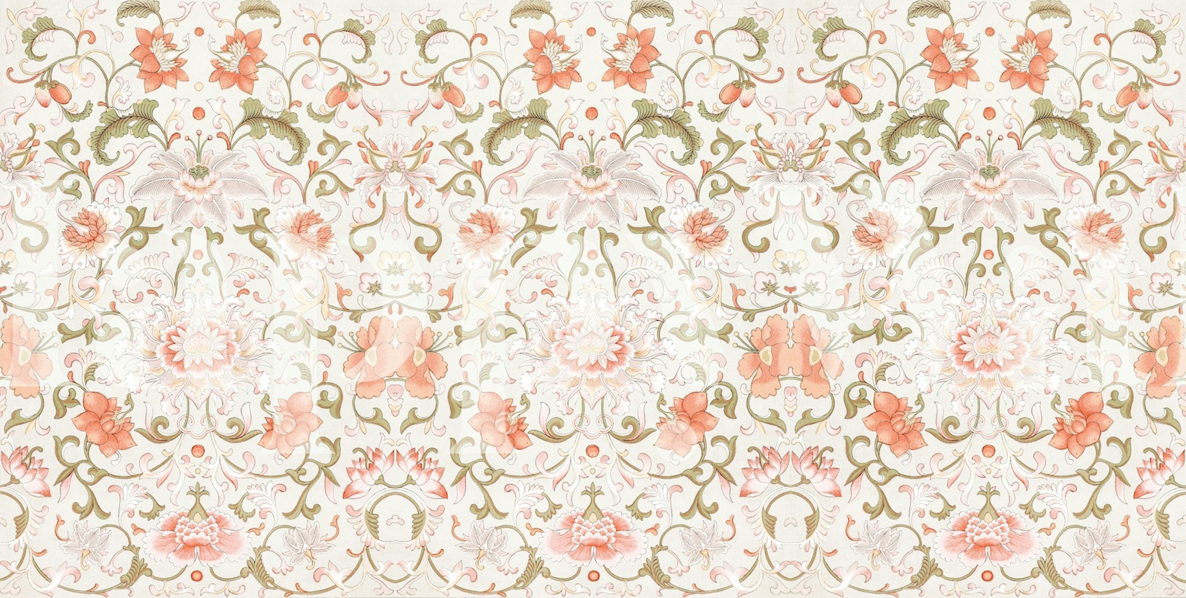 Vintage Wall Flower Pattern Wallpaper - Buy Online at Happywall