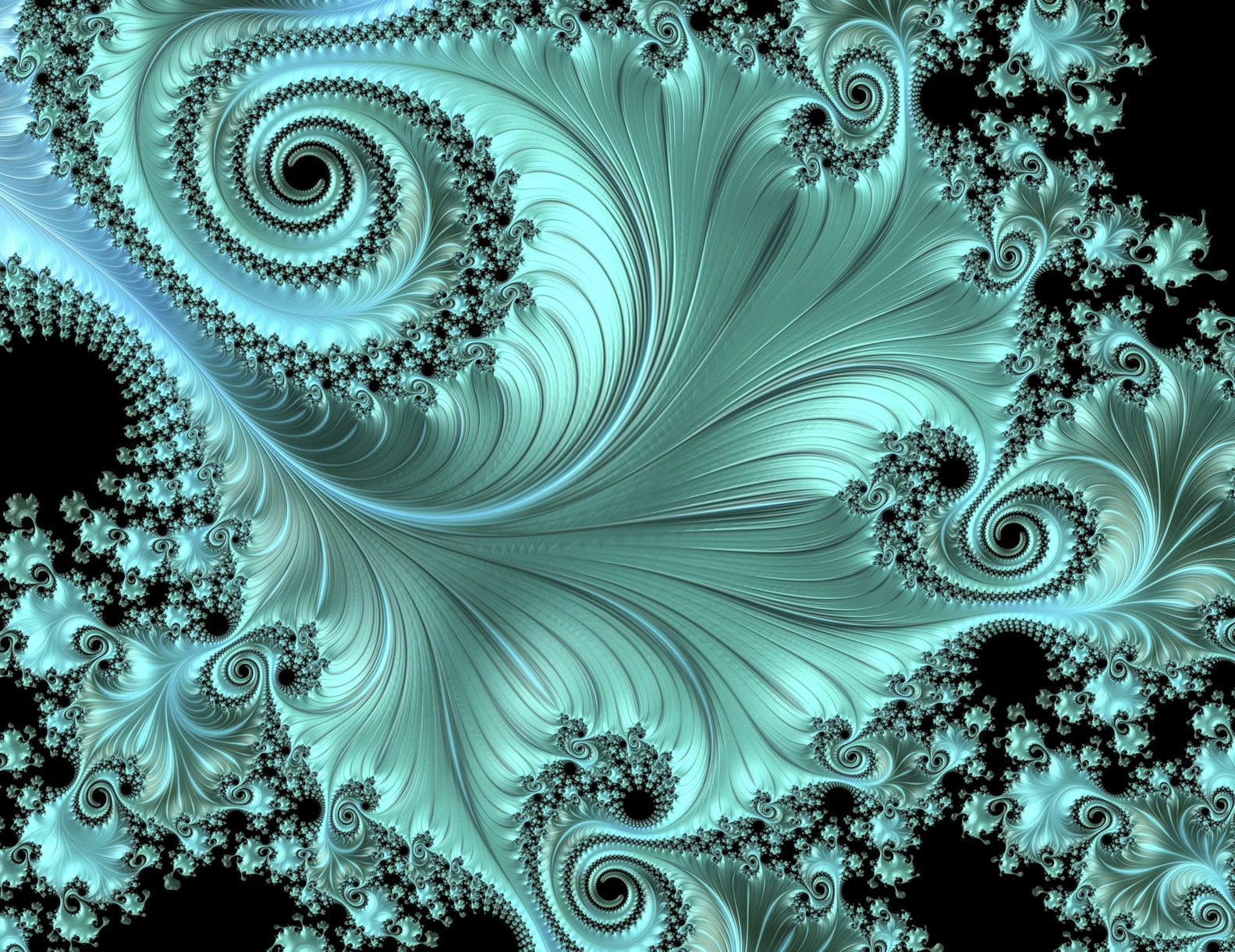 Turquoise Fractal Wave wallpaper - Happywall