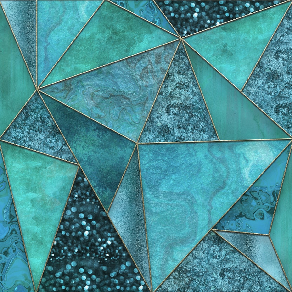 Shop Luxury Teal Marble Triangles Wallpaper | Happywall