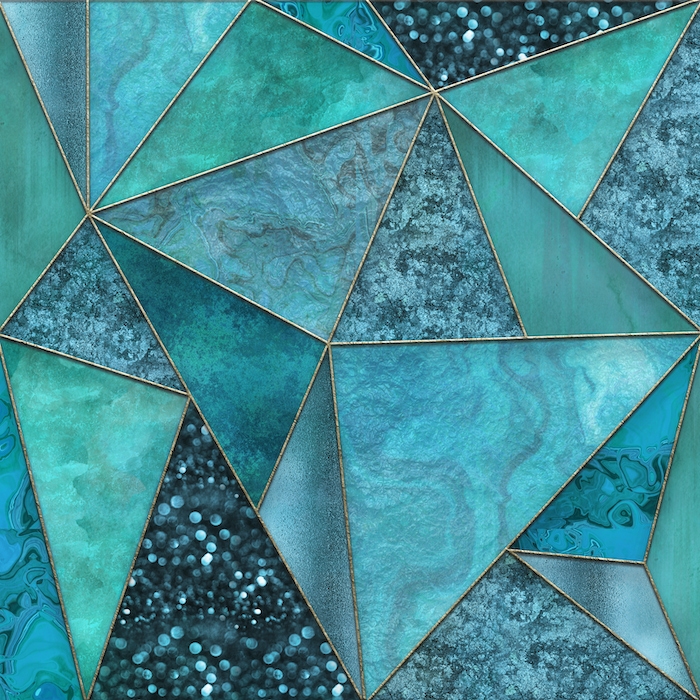 Shop Luxury Teal Marble Triangles Wallpaper | Happywall