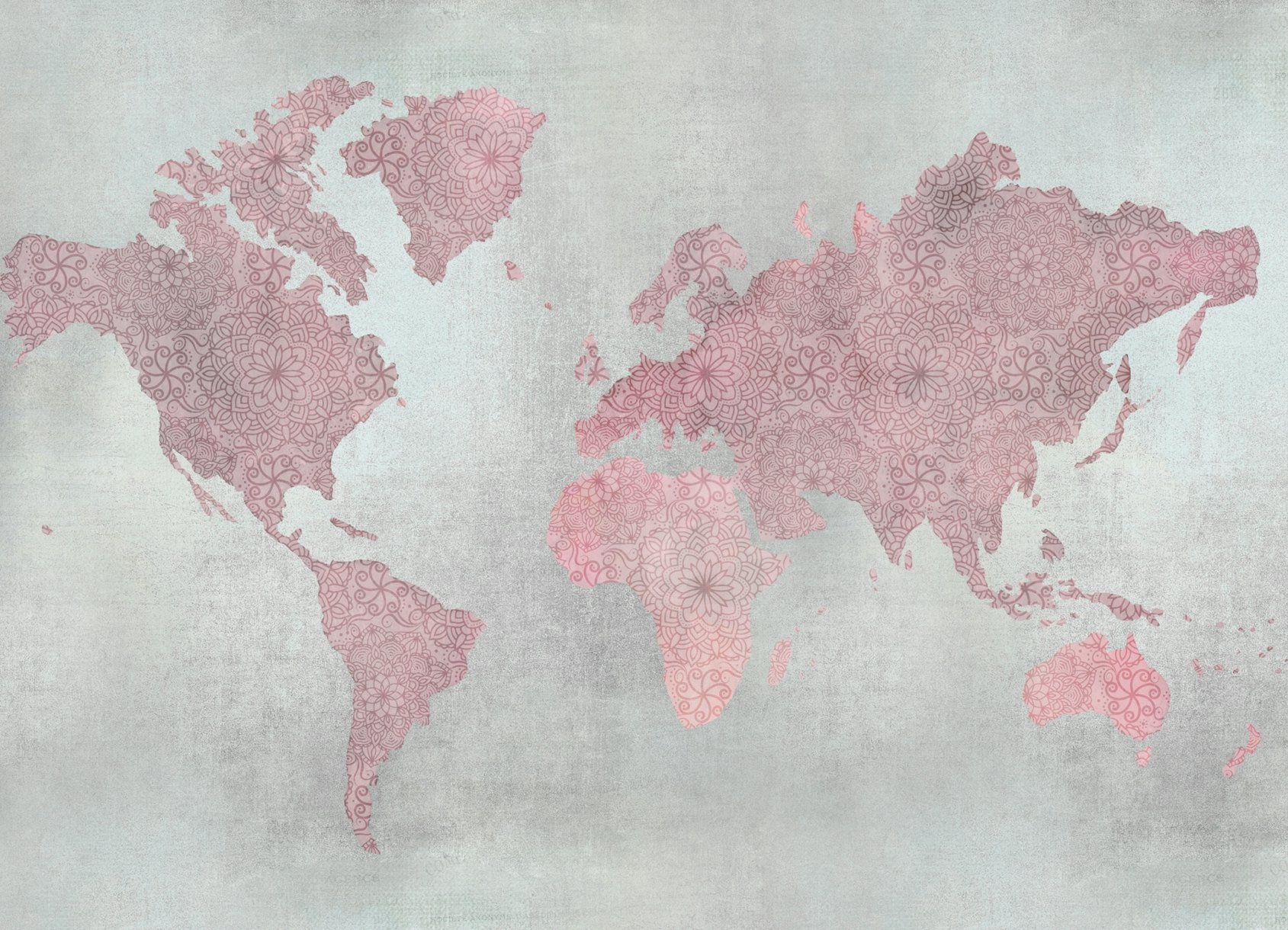 World Map Pink Grey wallpaper - Happywall