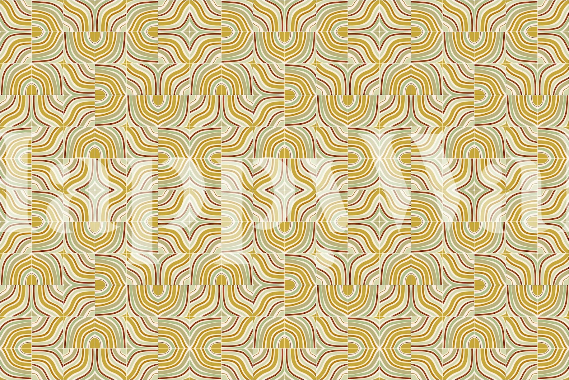 Ochre Mixed Marbled Tiles Wallpaper - Buy Online at Happywall