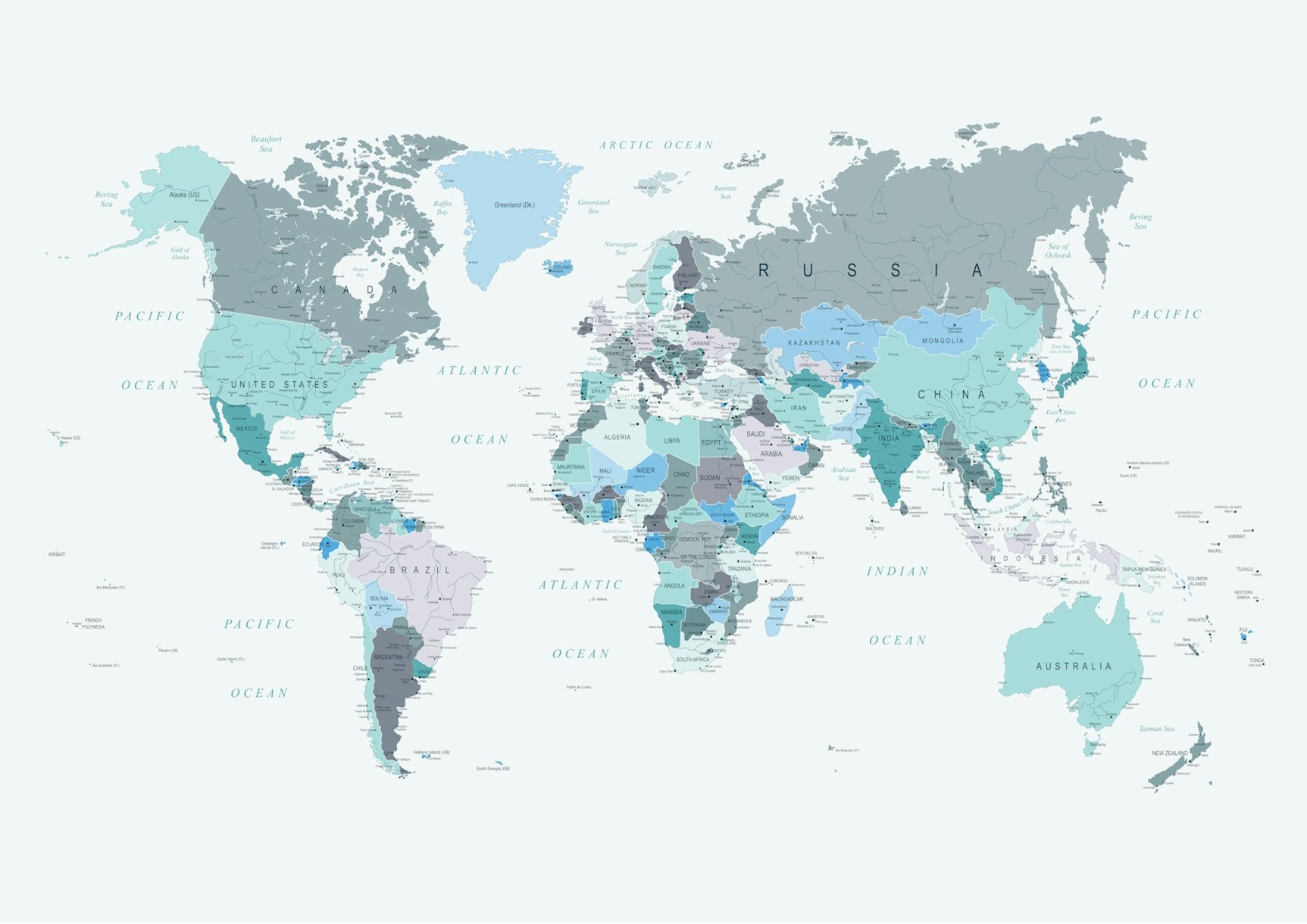 World Map Teal wallpaper - Happywall
