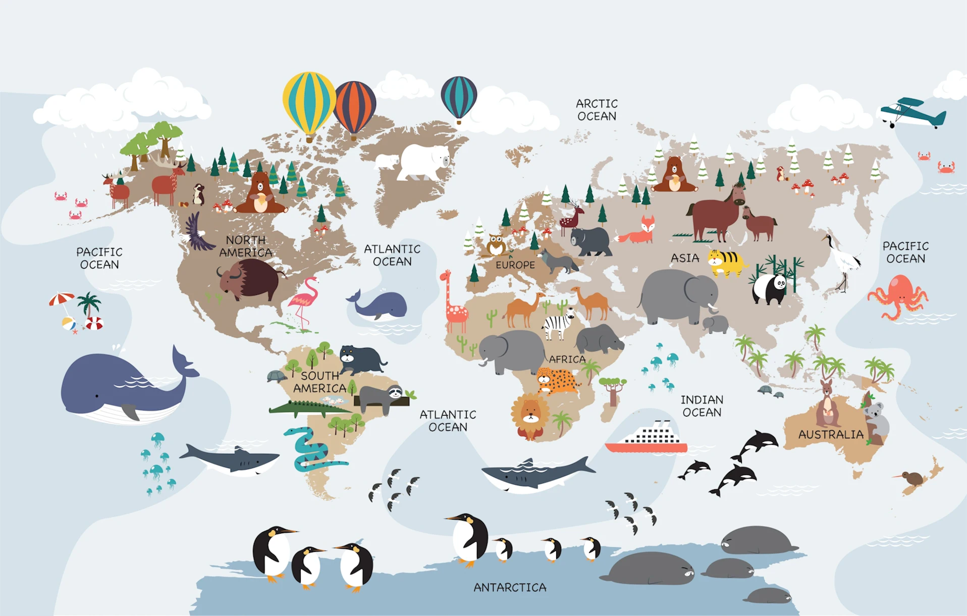 Kids Map of the World wallpaper - Happywall