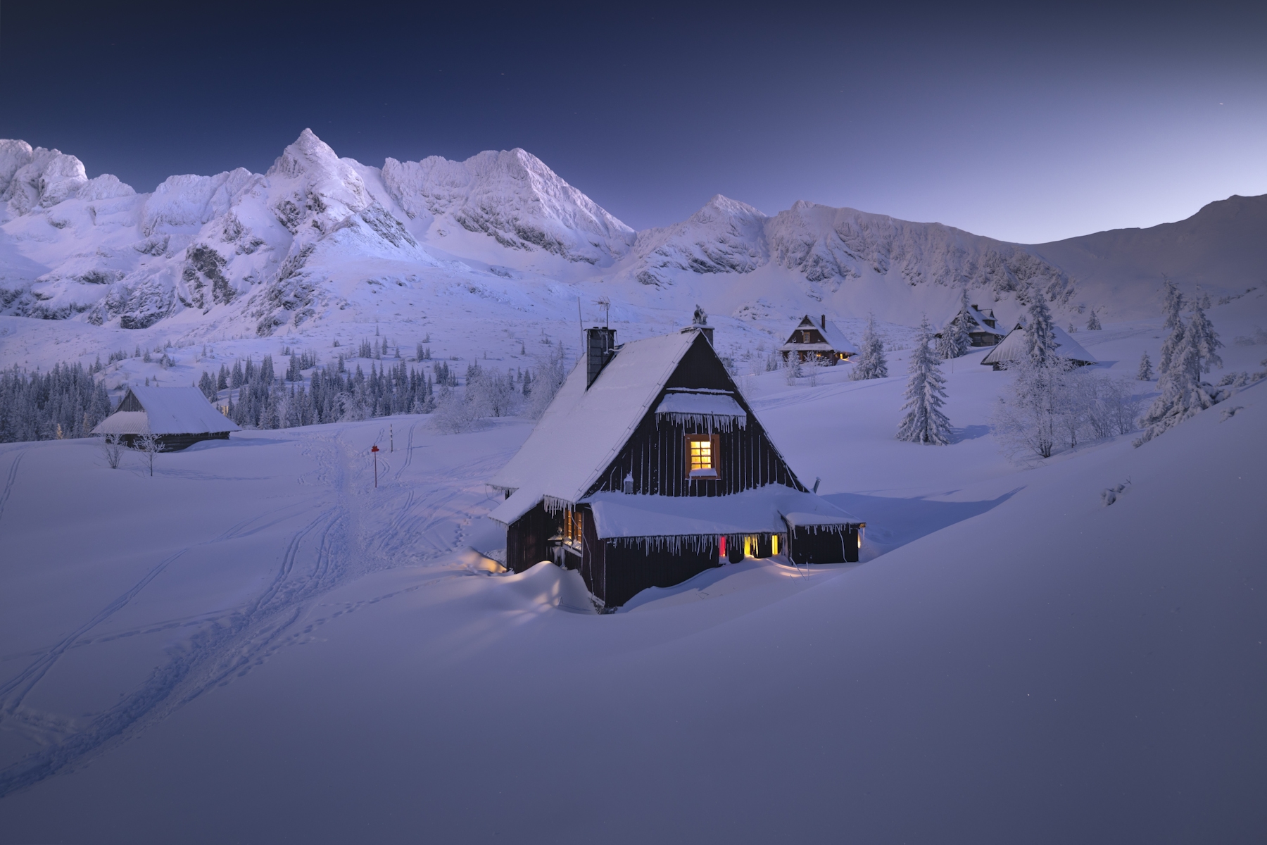 Winter Hut Wallpaper - Buy Online | Happywall