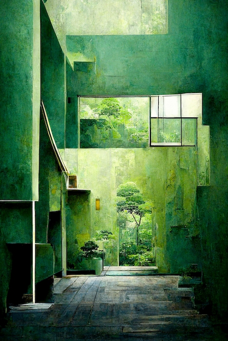 The Green House Wallpaper - Exquisite Wall Decor by Happywall