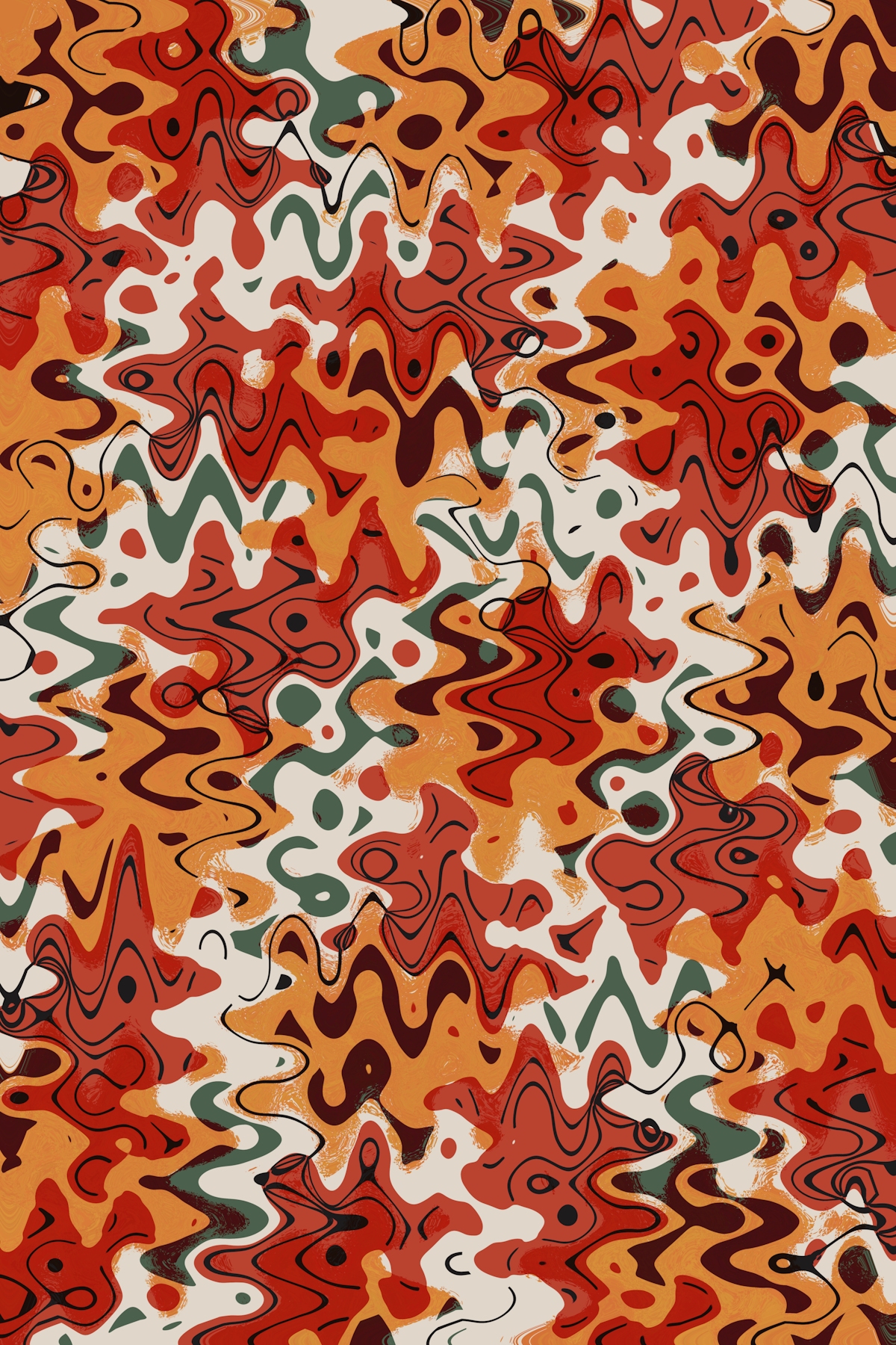 Liquid Red Orange Pattern Wallpaper | Happywall.com