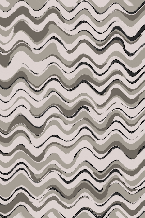 Wavy Grey and Beige Abstract Wallpaper