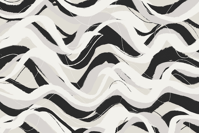 Black and White Waves Pattern Wallpaper