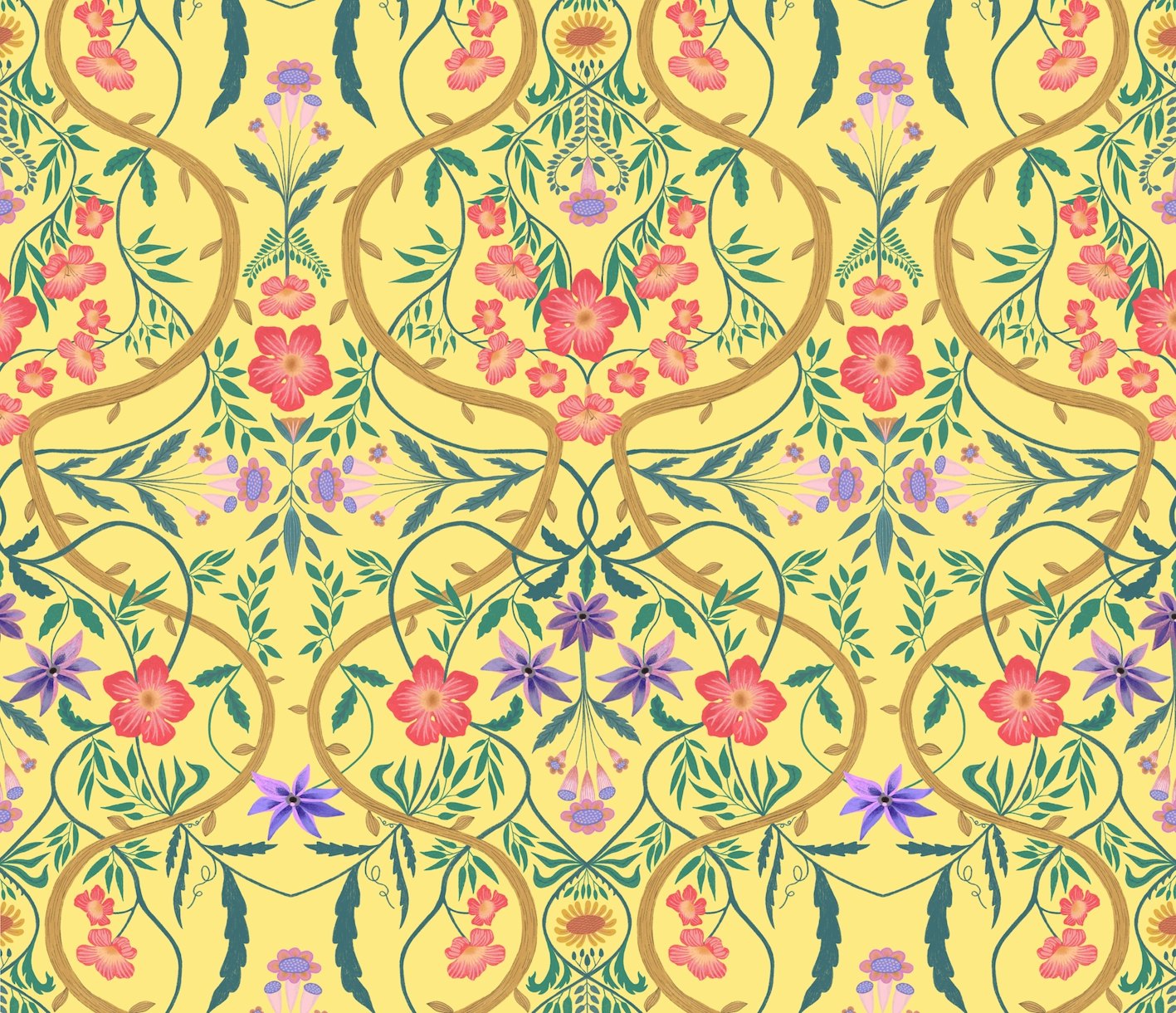 Foliage Damask Wallpaper - Buy Now on Happywall