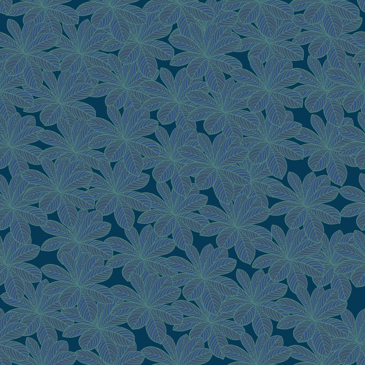 Blue Busy Leaves Wallpaper | Buy Online from Happywall