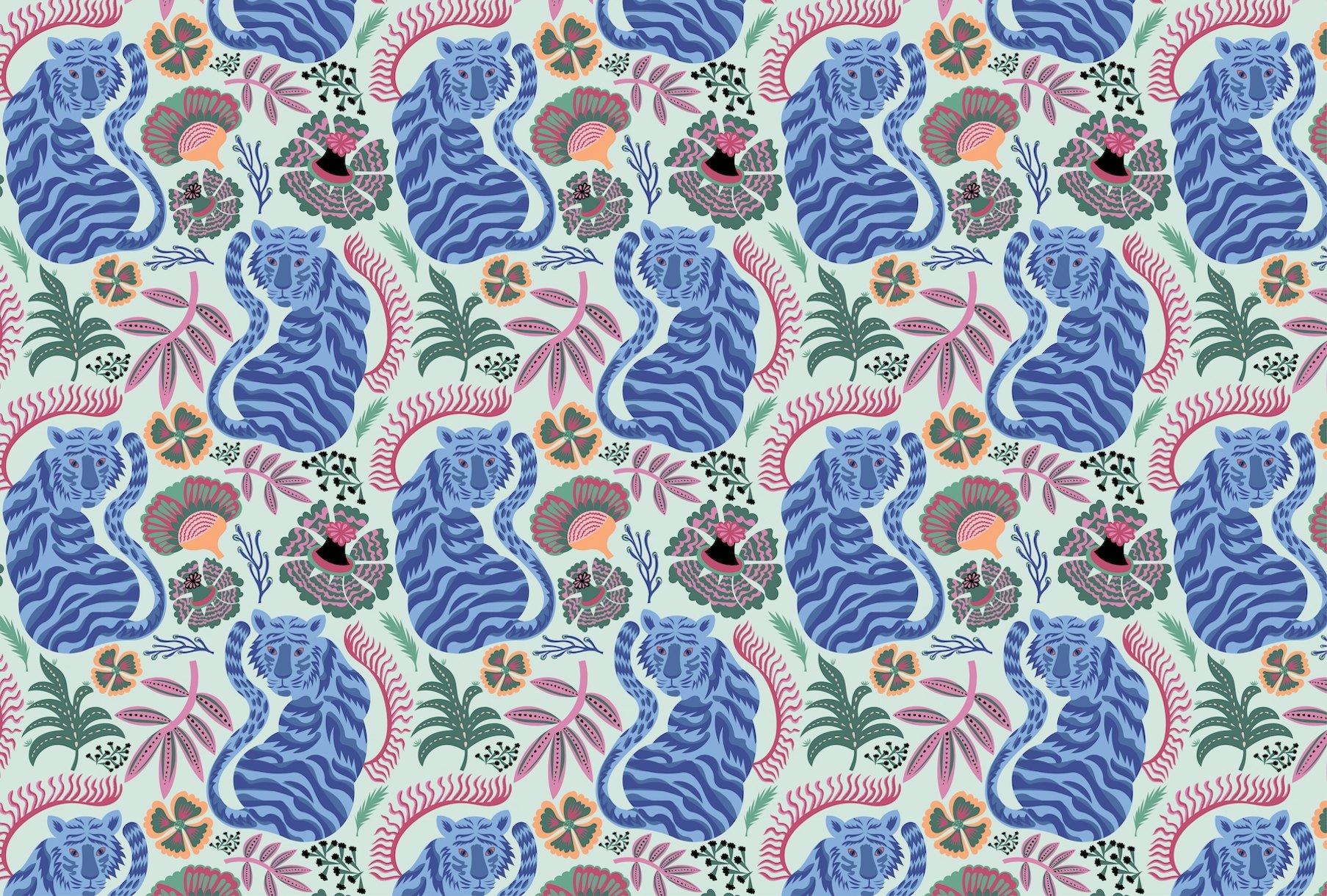 Painterly tigers wallpaper - Happywall