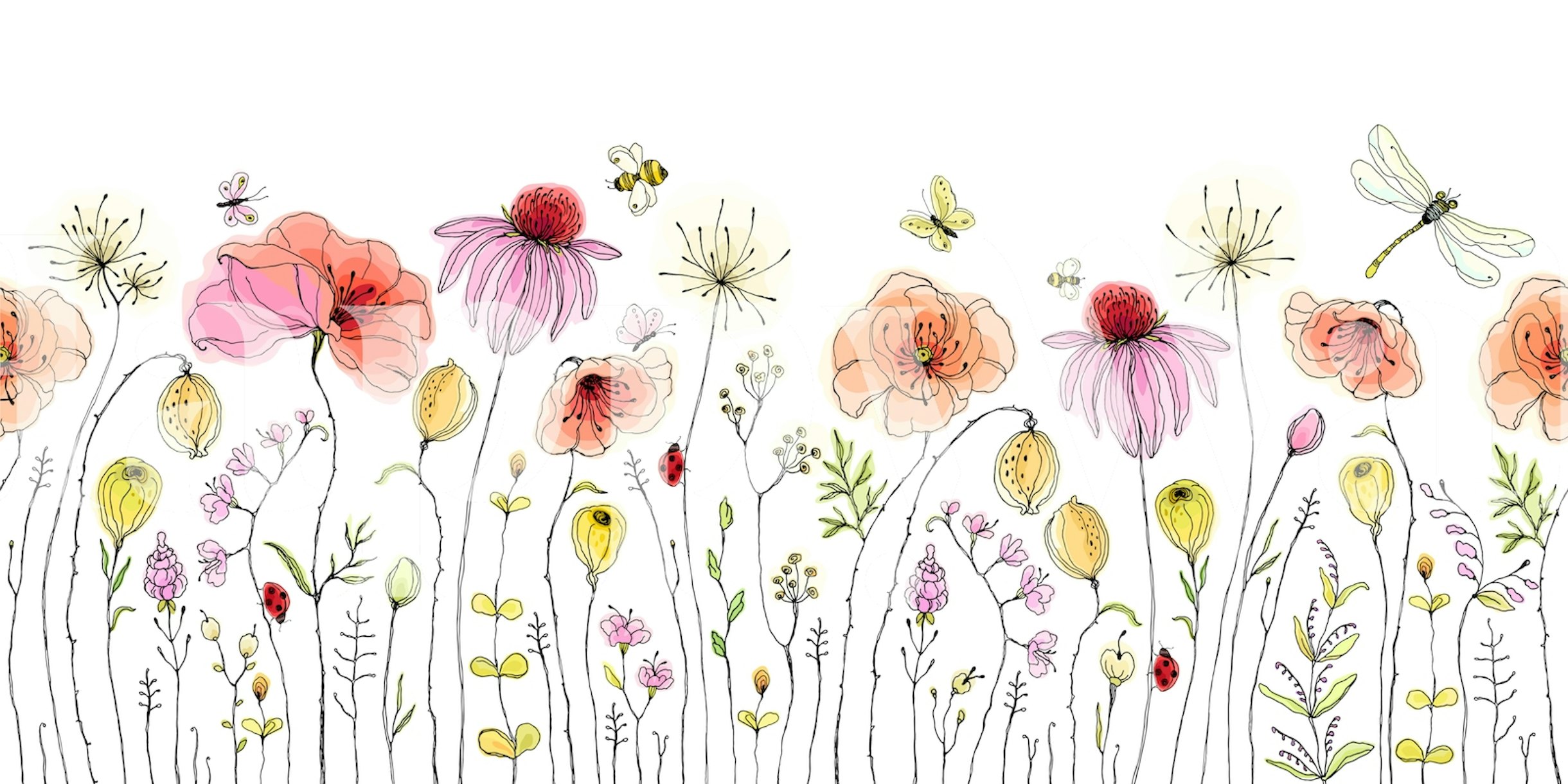 Buy Summer Flower Field Wallpaper - Happywall