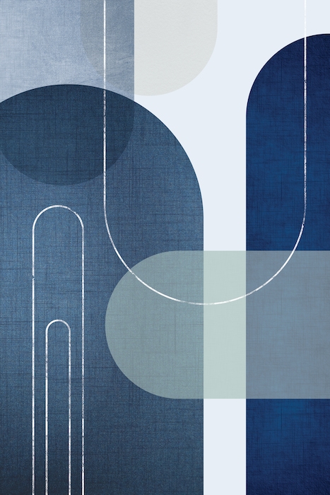 Mid Century Blue Geometric Wallpaper Design