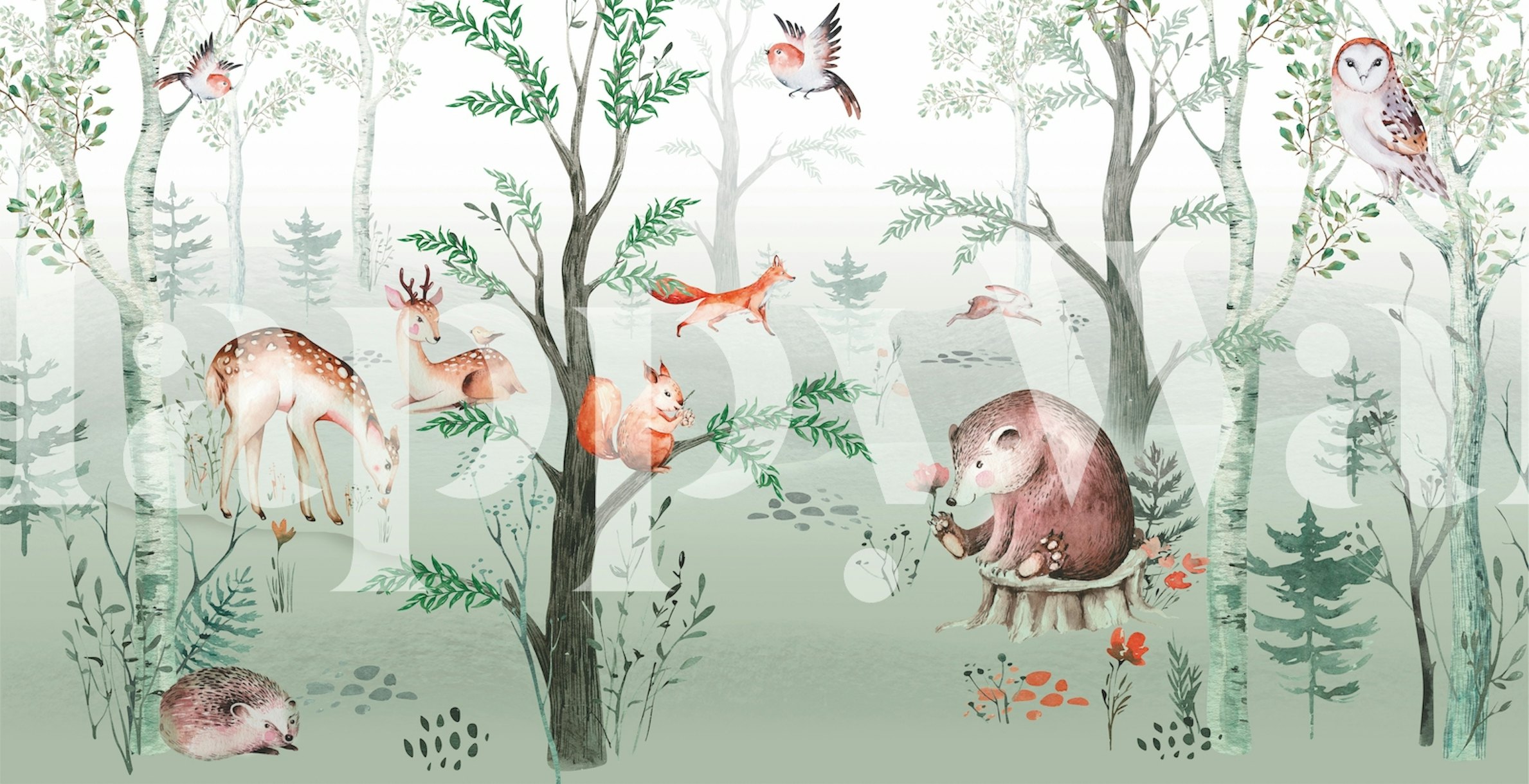 Green Forest Animals Wallpaper - Happywall