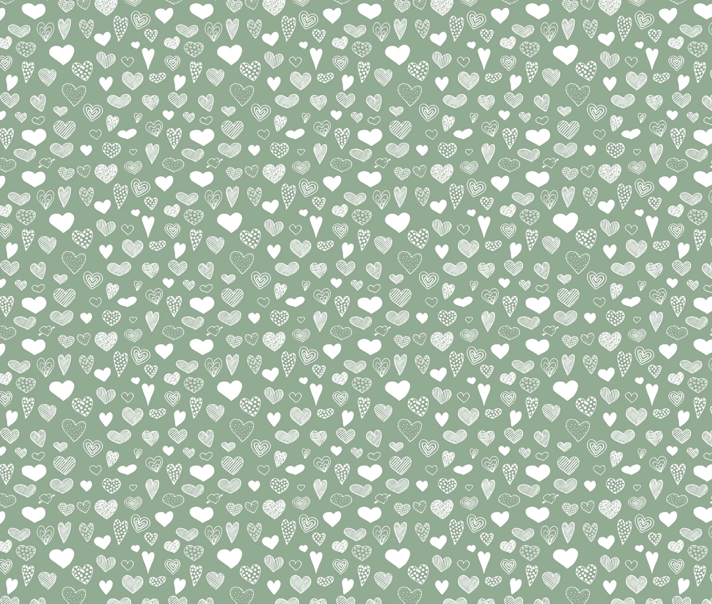 Heart Doodles in Sage Green Wallpaper - Buy Online | Happywall