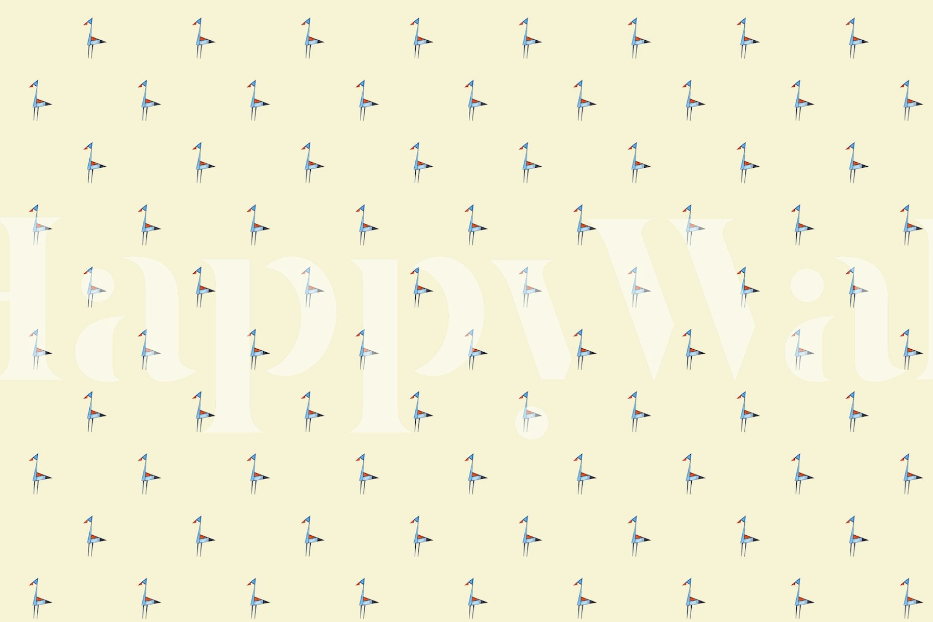 Birds beige wallpaper - Happywall
