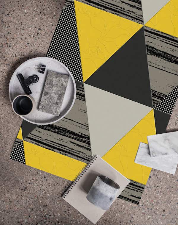 Triangles Yellow Black Grey wallpaper - Happywall