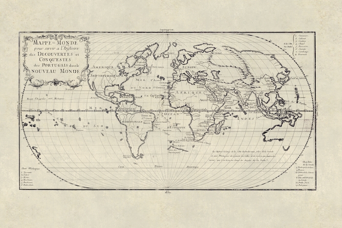 Ancient French World Map wallpaper | Happywall