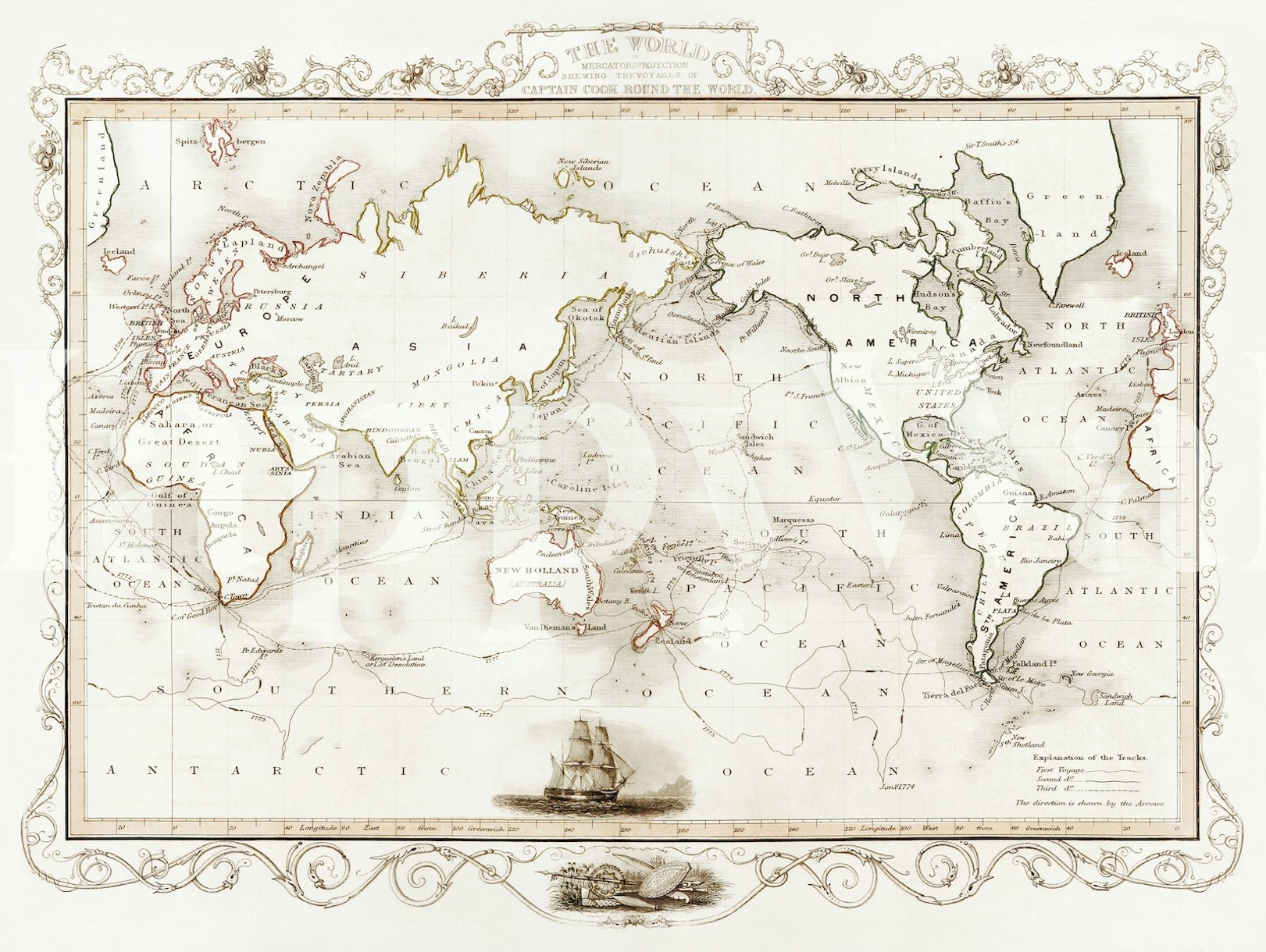 Antique World Map wallpaper - Happywall
