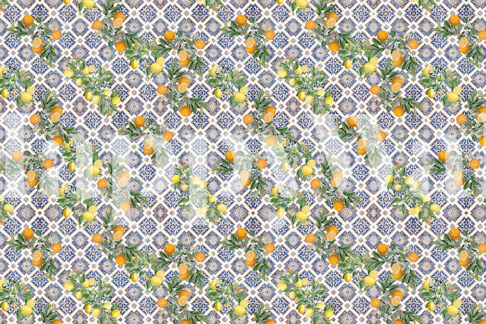 Tuiles siciliennes agrumes 1 papiers peint | Happywall