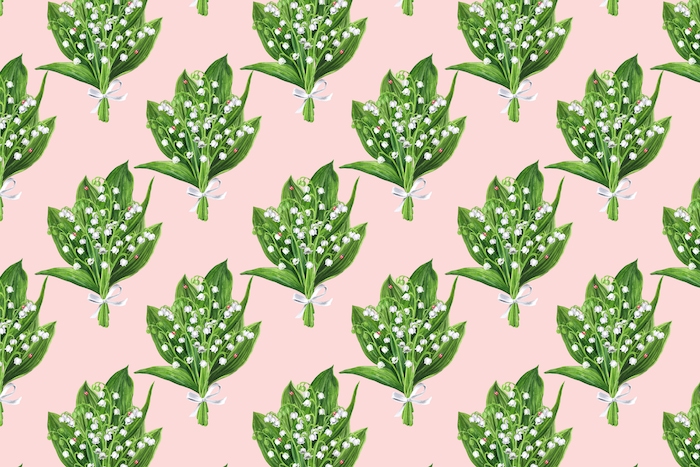 Floral Lily Wallpaper on Pink Background
