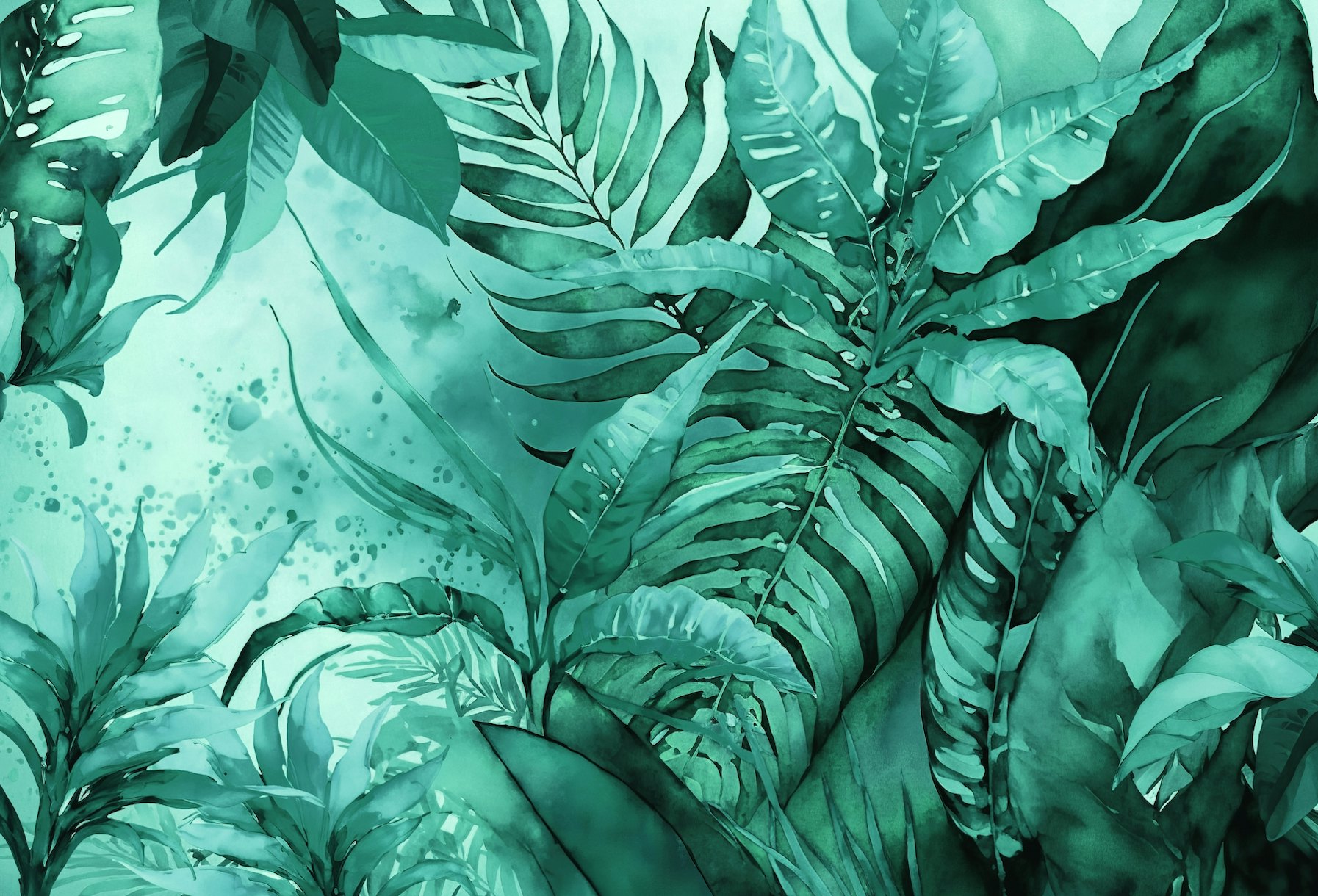 Tropical Jungle Teal Wallpaper Happywall